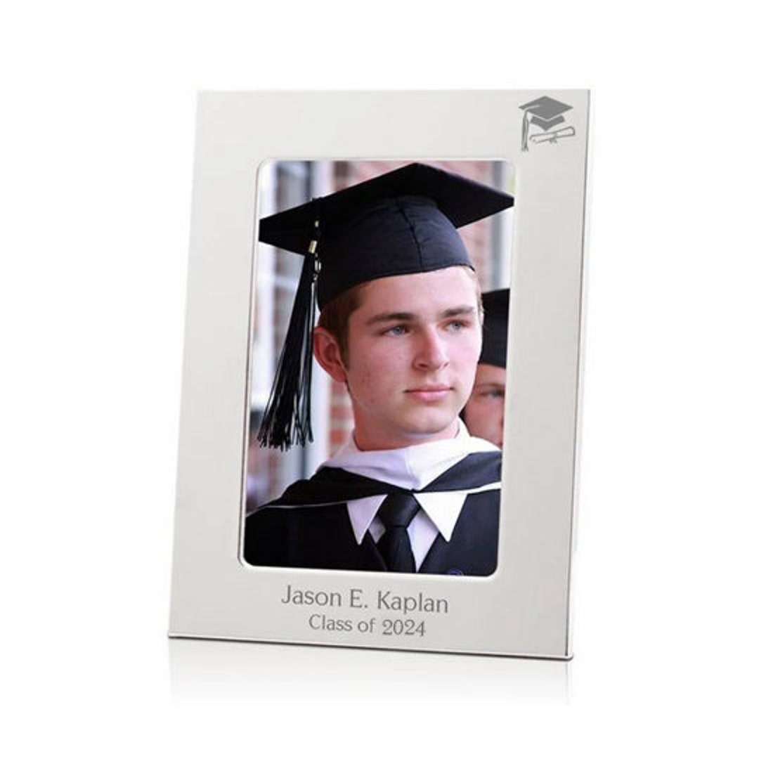 Engraved Custom Silver Graduation Frame 4x6 Class of 2024 Personalized ...