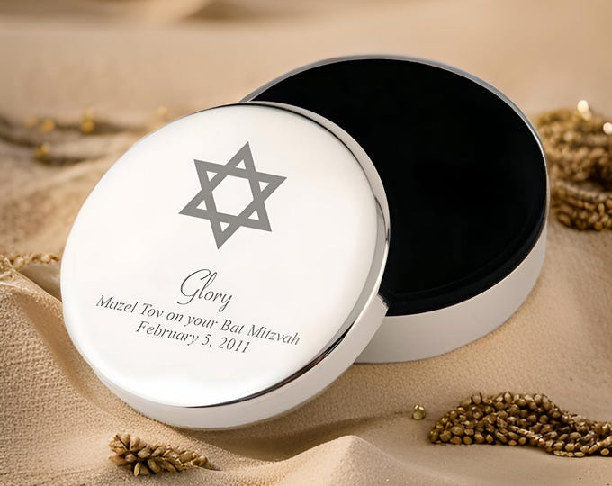 Silver Star of David Engraved Round Keepsake Box - Etsy