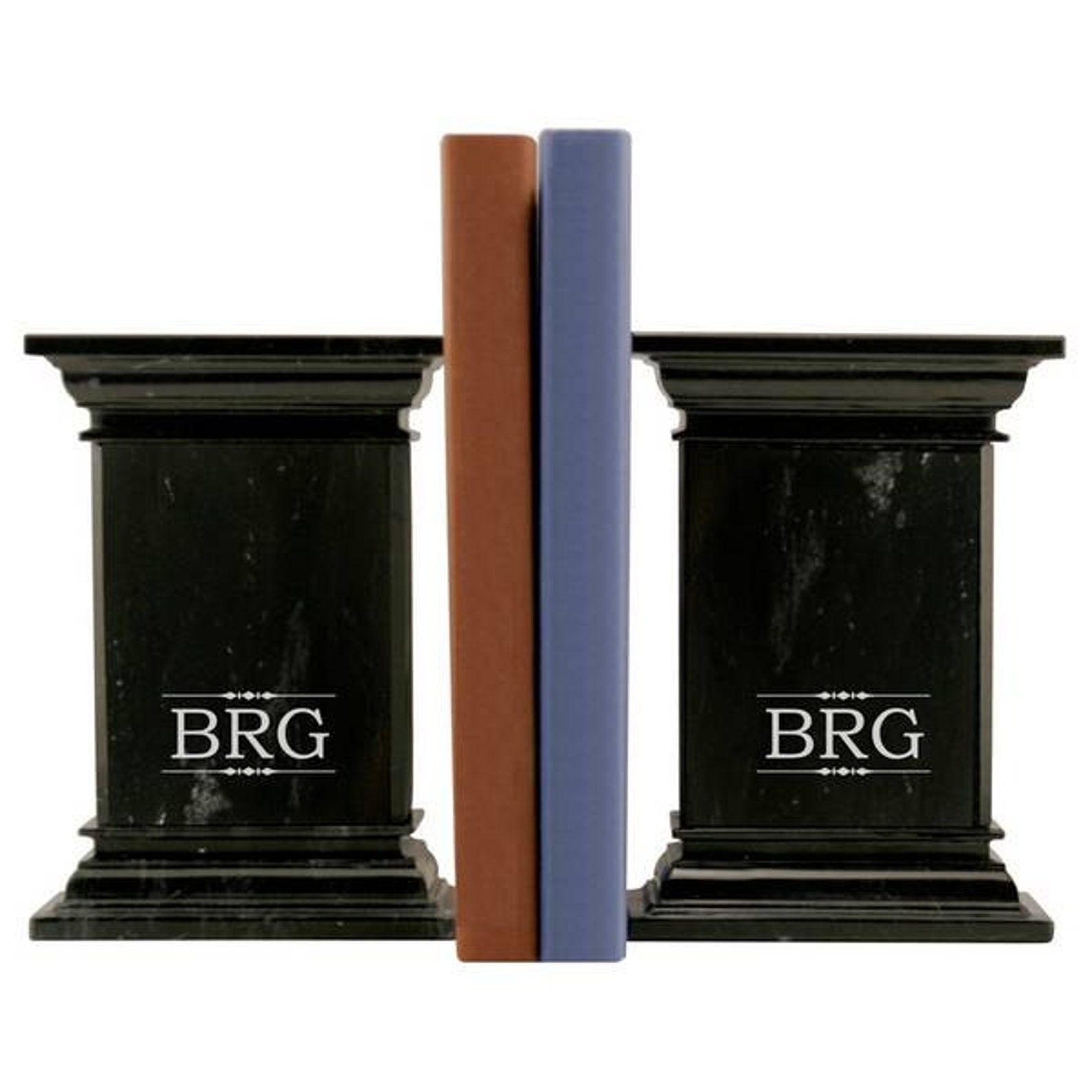 Black Marble Monogram Bookends Personalized Marble Bookends - Etsy