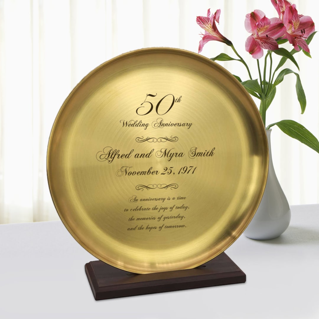 Personalized 50th Wedding Anniversary Plate, the Perfect Golden Anniversary Gift for Parents ...