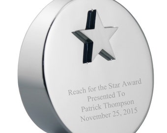 Personalized Gold Star Paperweight Custom Engraved Free