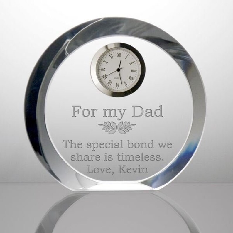 Engraved Crystal Desk Clock for Dad Personalized Custom - Etsy