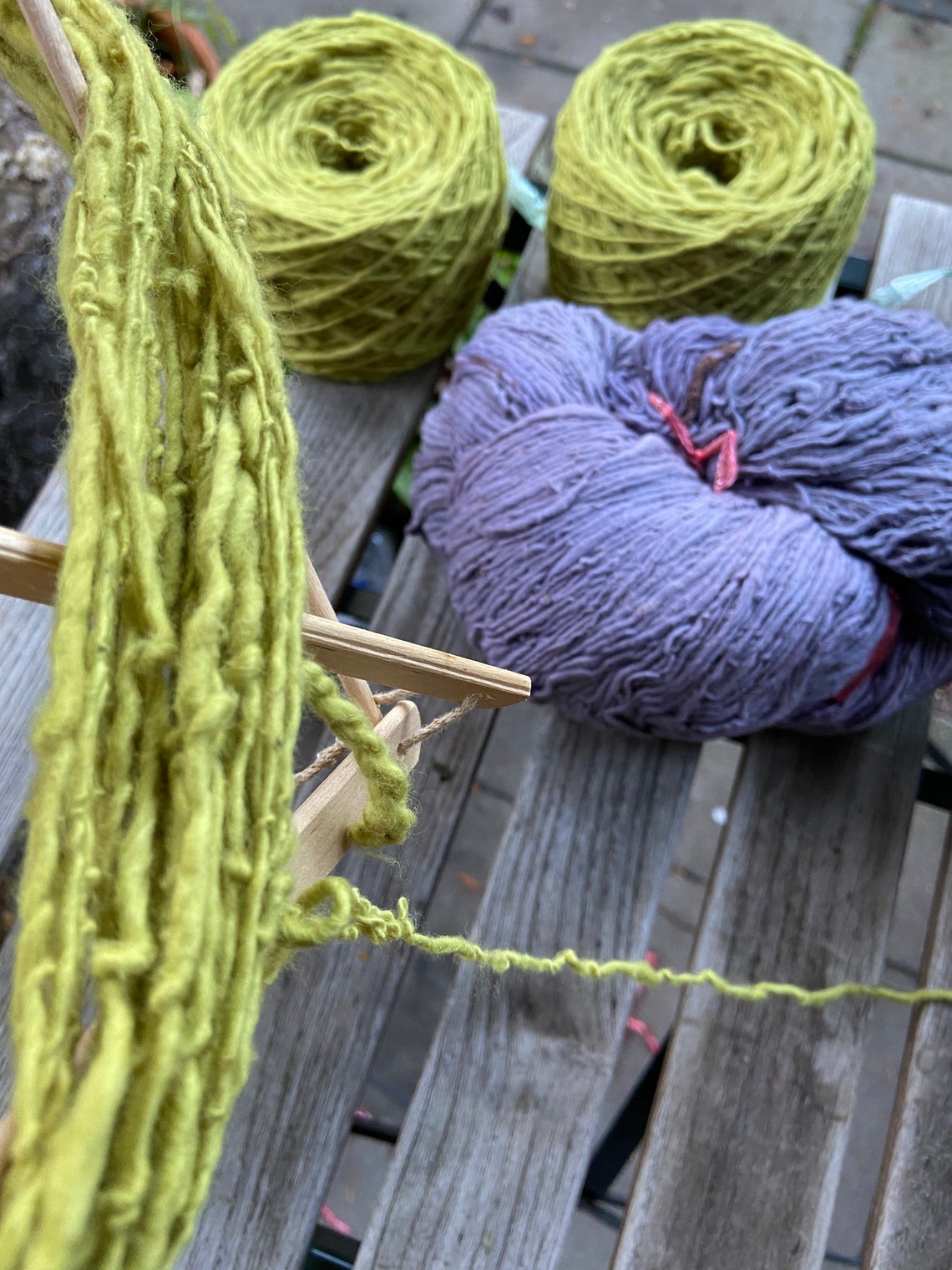 Organic green color natural dyed handspun cotton yarn: large | Etsy