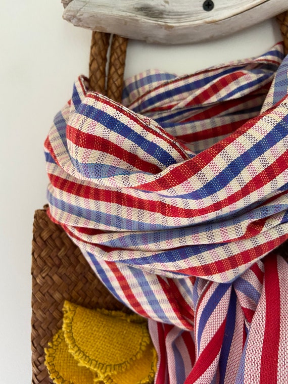Red White and Blue Spring Cotton Scarf/ Shawl/ Head Scarf - Etsy