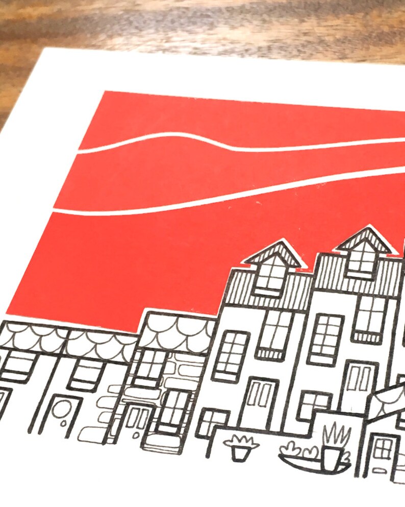 St Ives Cornwall Illustration 'red Sky at Night' - Etsy
