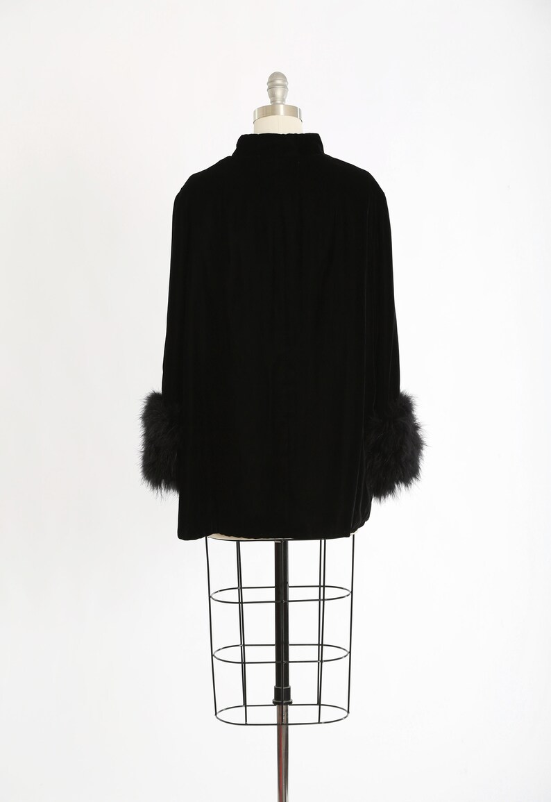 Vintage 60s Black Velvet Ostrich Feather Opera Coat - Etsy