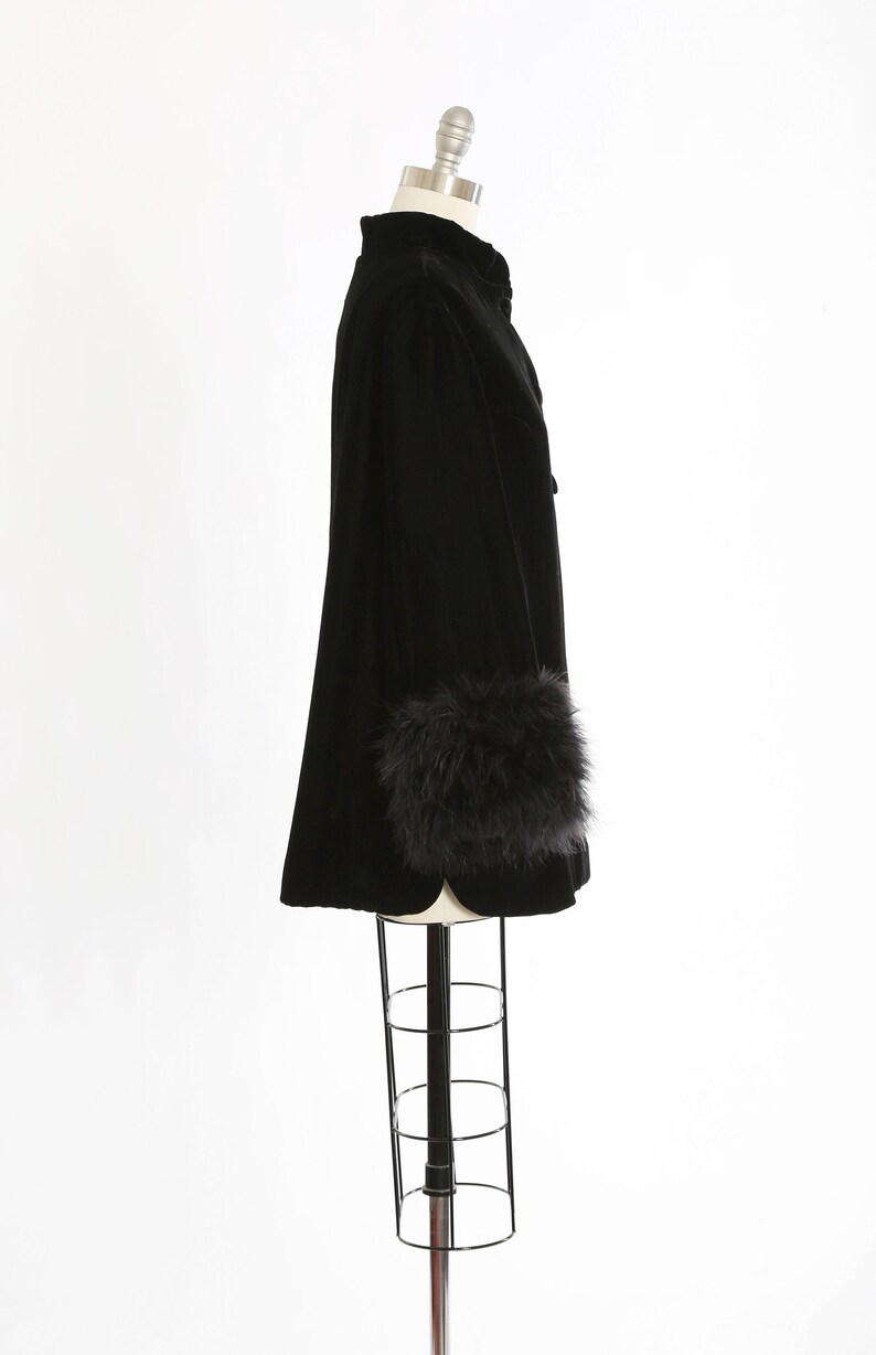 Vintage 60s Black Velvet Ostrich Feather Opera Coat - Etsy
