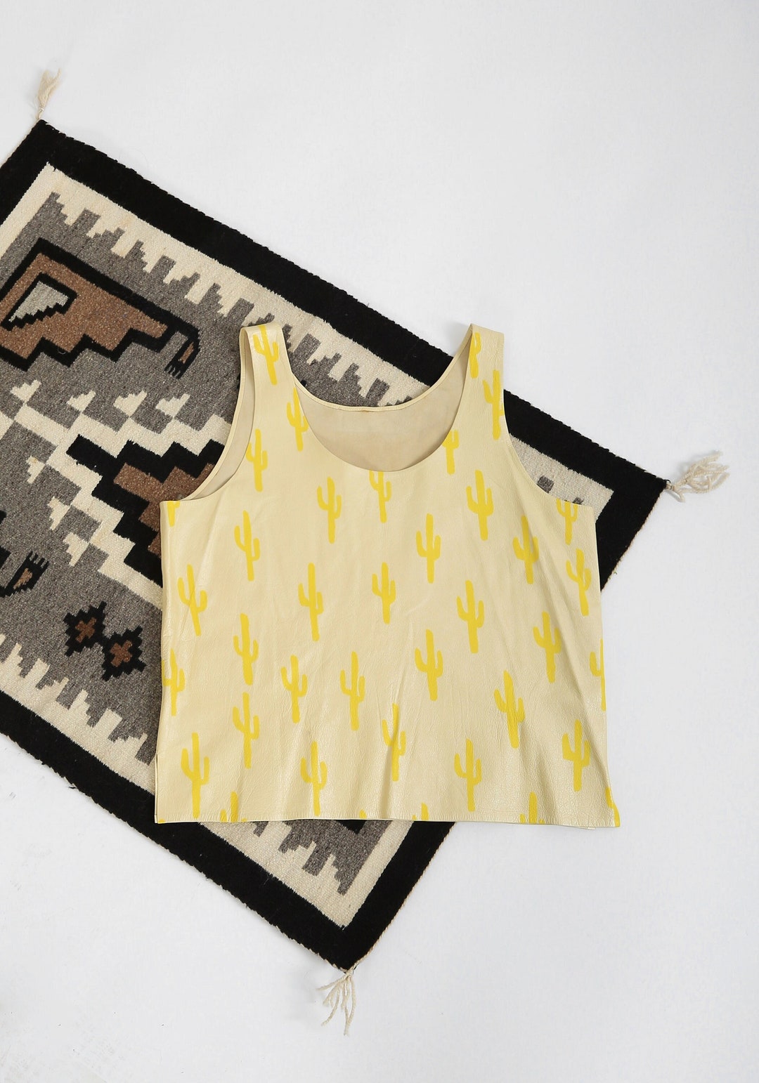 Vintage Yellow Desert Hand Painted Cactus Tank Top - Etsy