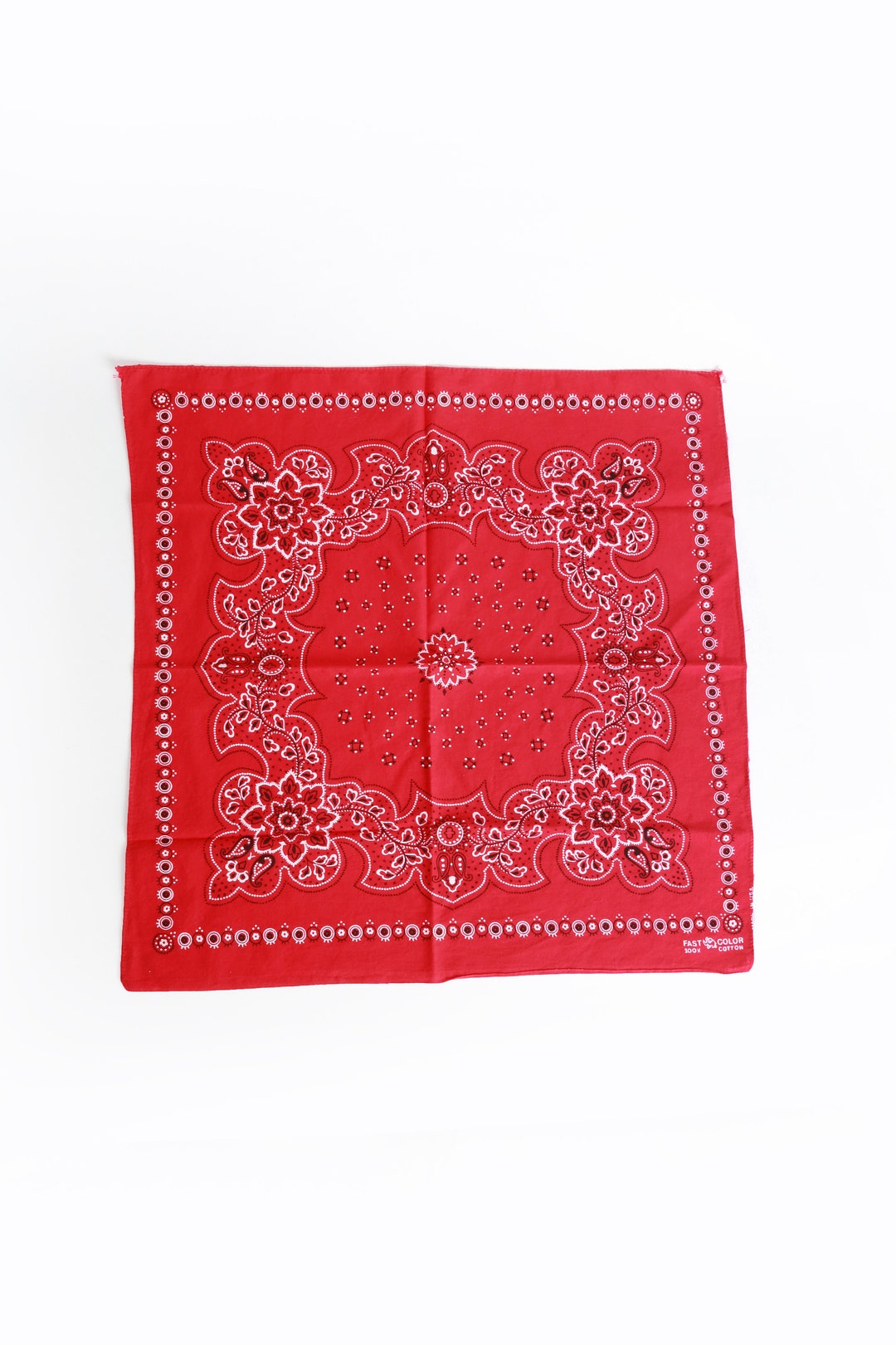 Vintage 50s Fast Color Elephant Trunk up Red Bandana - Etsy