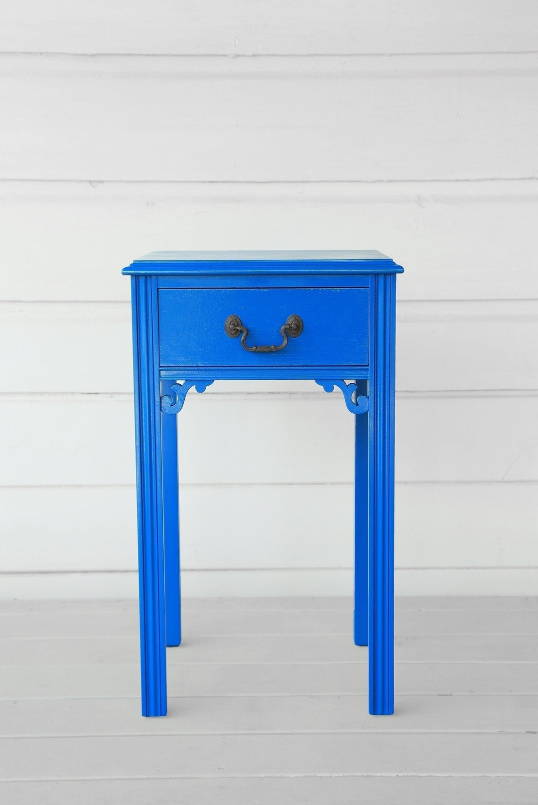 Antique Vintage 1940s Refinished Blue Shaker Side Table - Etsy
