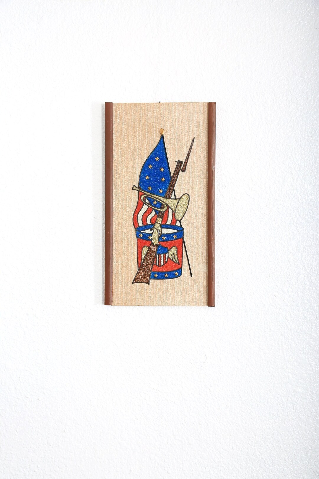 Vintage Mid Century Modern Patriot Civil War Framed Gravel Rock Mosaic ...