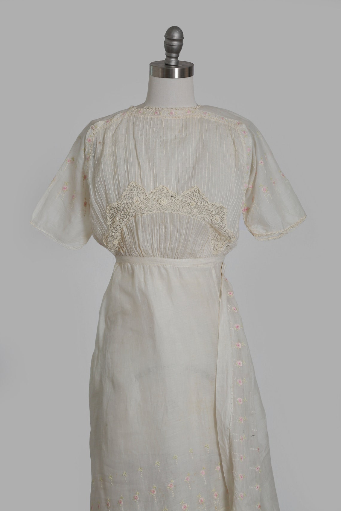 Antique Vintage Edwardian Crochet Hand Embroidered Floral | Etsy