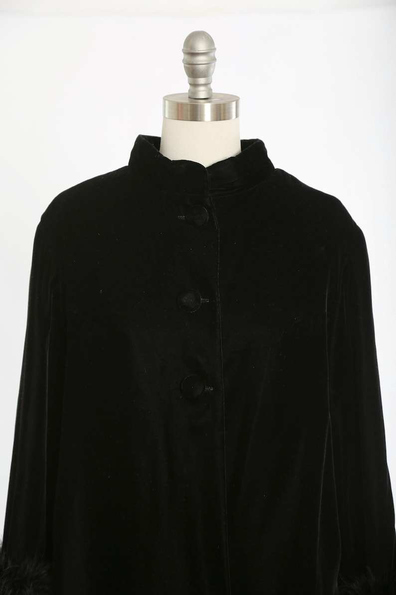 Vintage 60s Black Velvet Ostrich Feather Opera Coat - Etsy