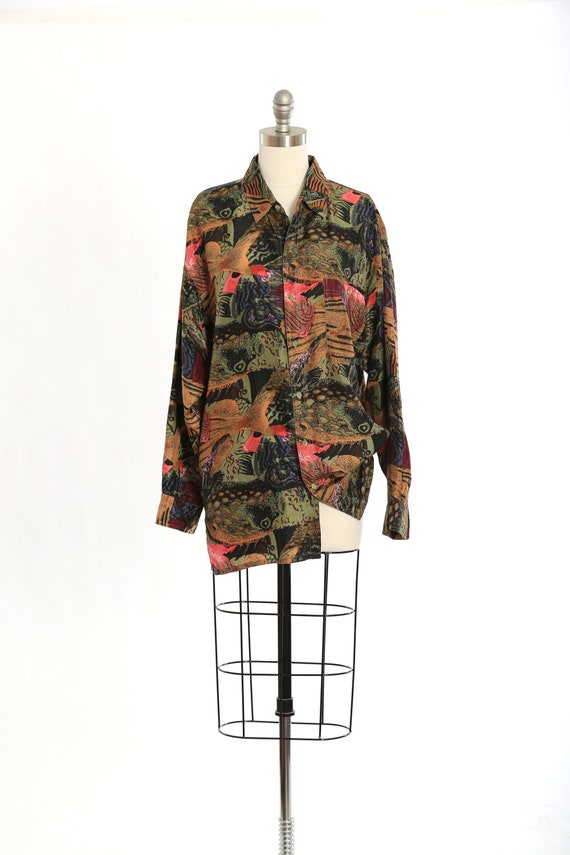 Vintage abstract blouse, oversized - Gem