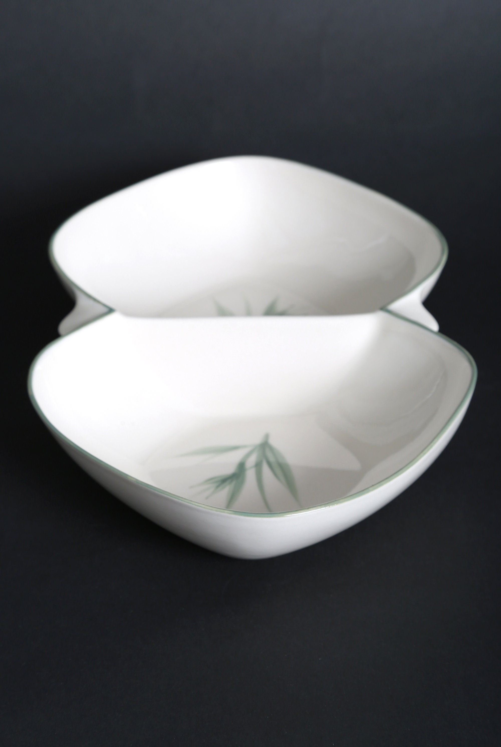 Vintage Winfield white porcelain hand painted double bowl | Etsy