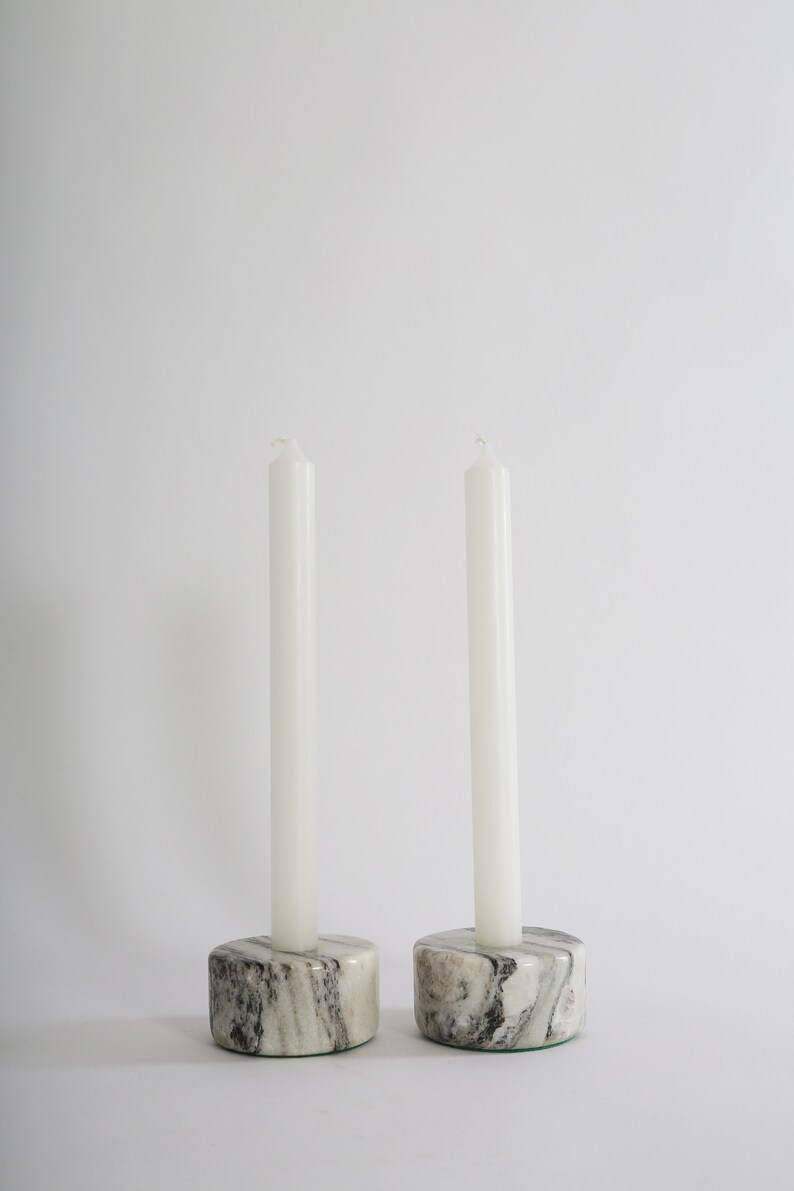Vintage Mid Century Modern Marble Candlestick Holders - Etsy