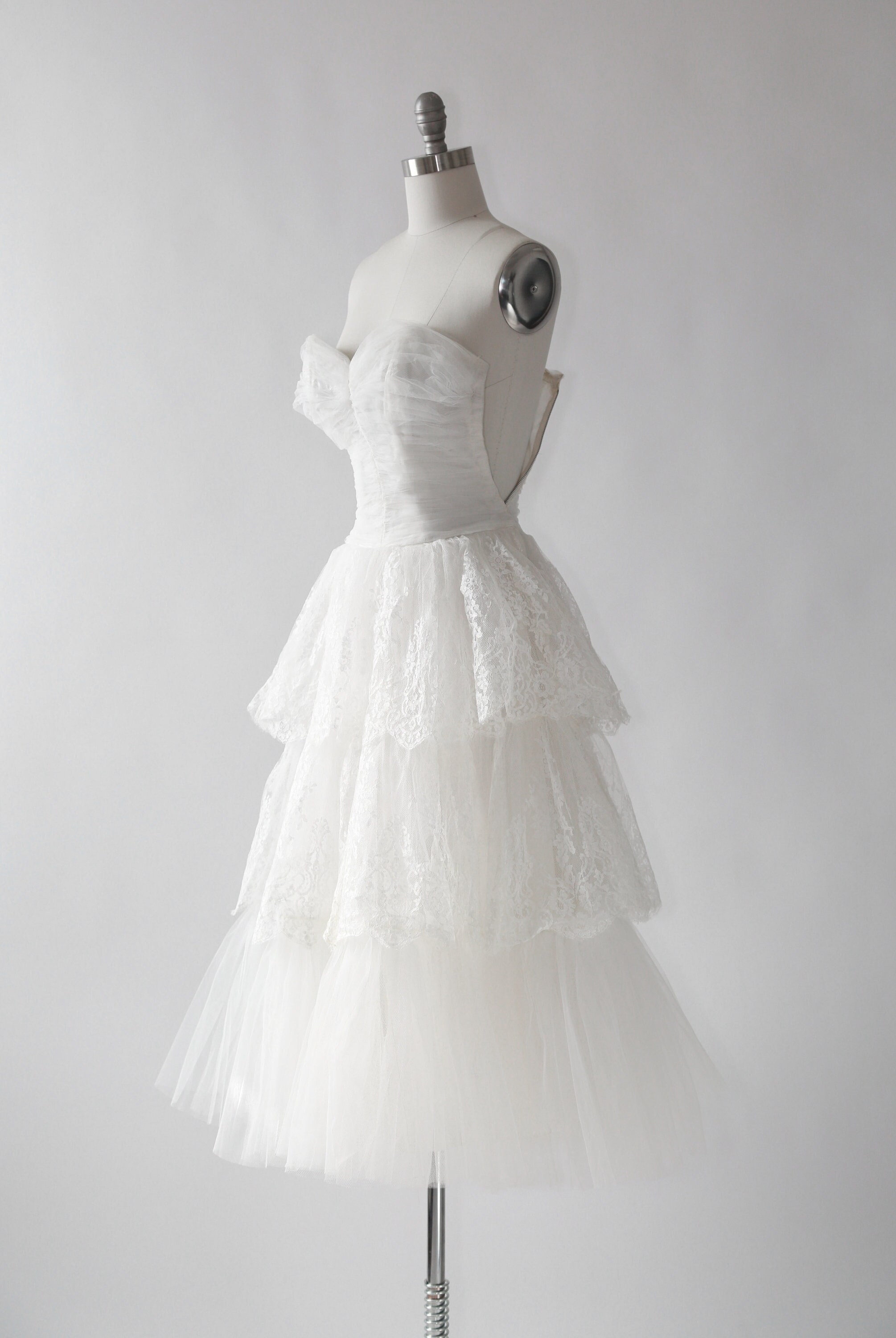 Corrine wedding dress Vintage 50s floral lace tiered wedding | Etsy