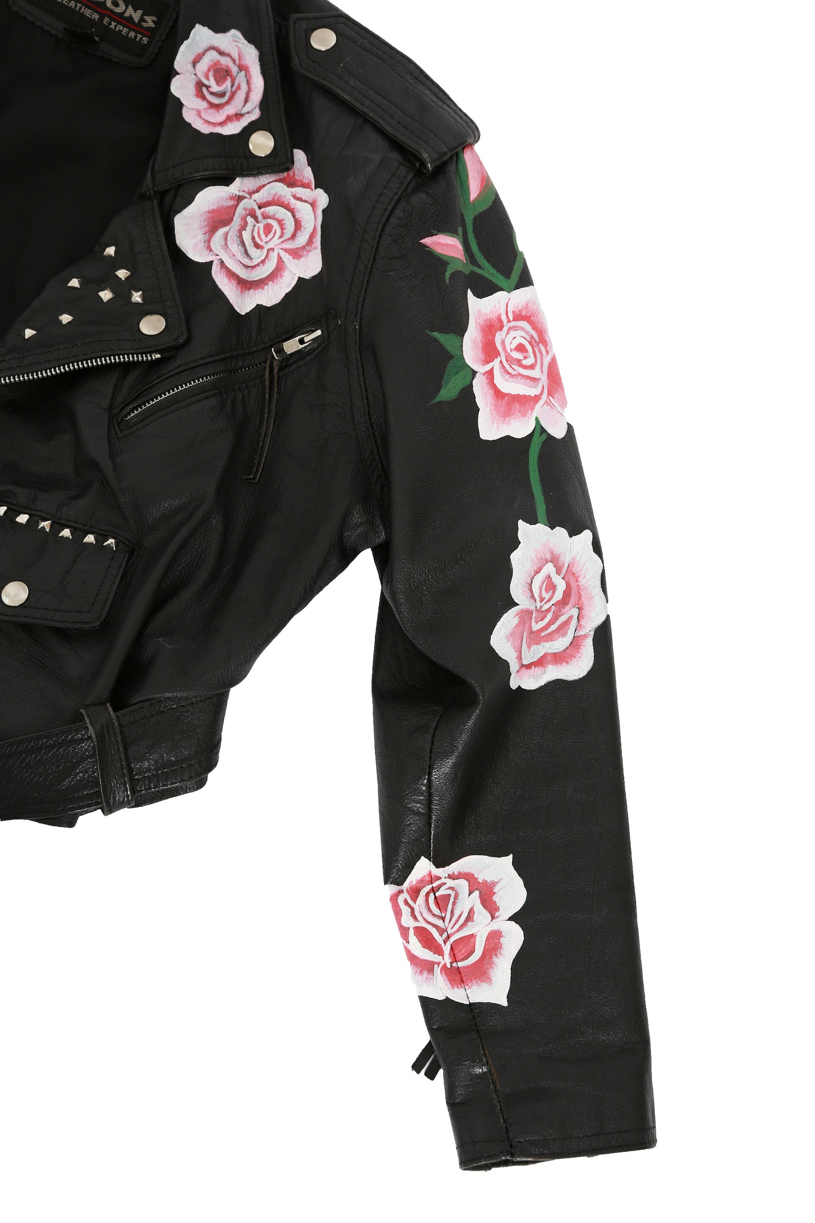 Rose Painted Leather Jacket Vintage 80s Wilsons Leather | Etsy