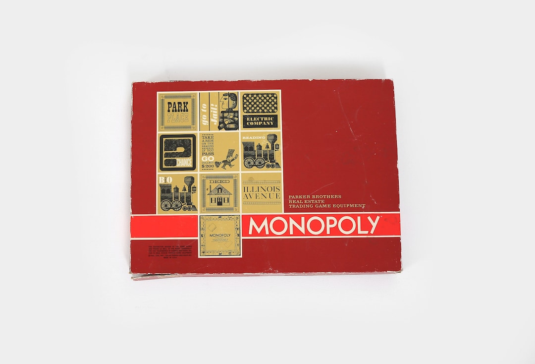Vintage 1964 Deluxe Monopoly Red Box Complete Parker Brothers Board ...