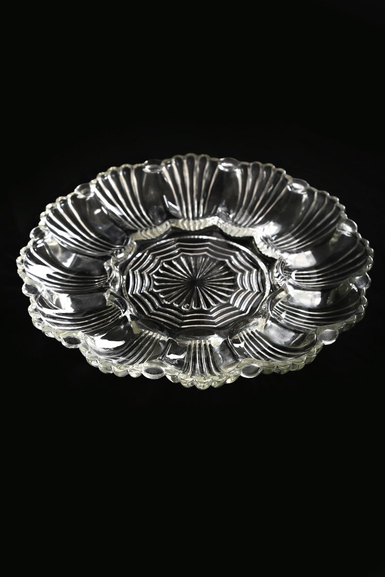Vintage Anchor Hocking Scalloped Shell Deviled Eggs Glass Egg - Etsy