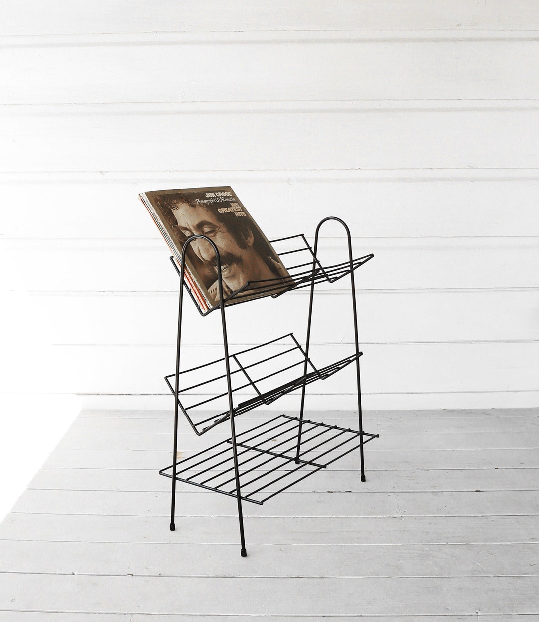 Vintage Mid Century Modern Metal Record Magazine Rack - Etsy
