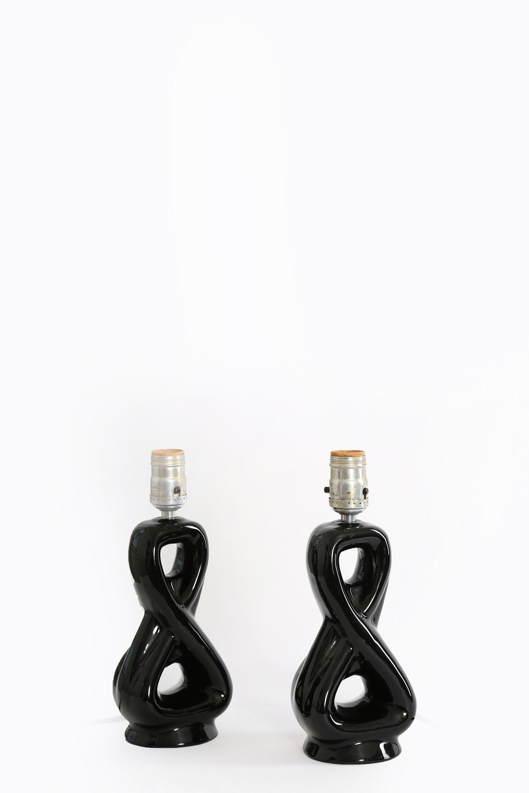 Vintage Mid Century Modern Black Ceramic Figure 8 Lamps - Etsy