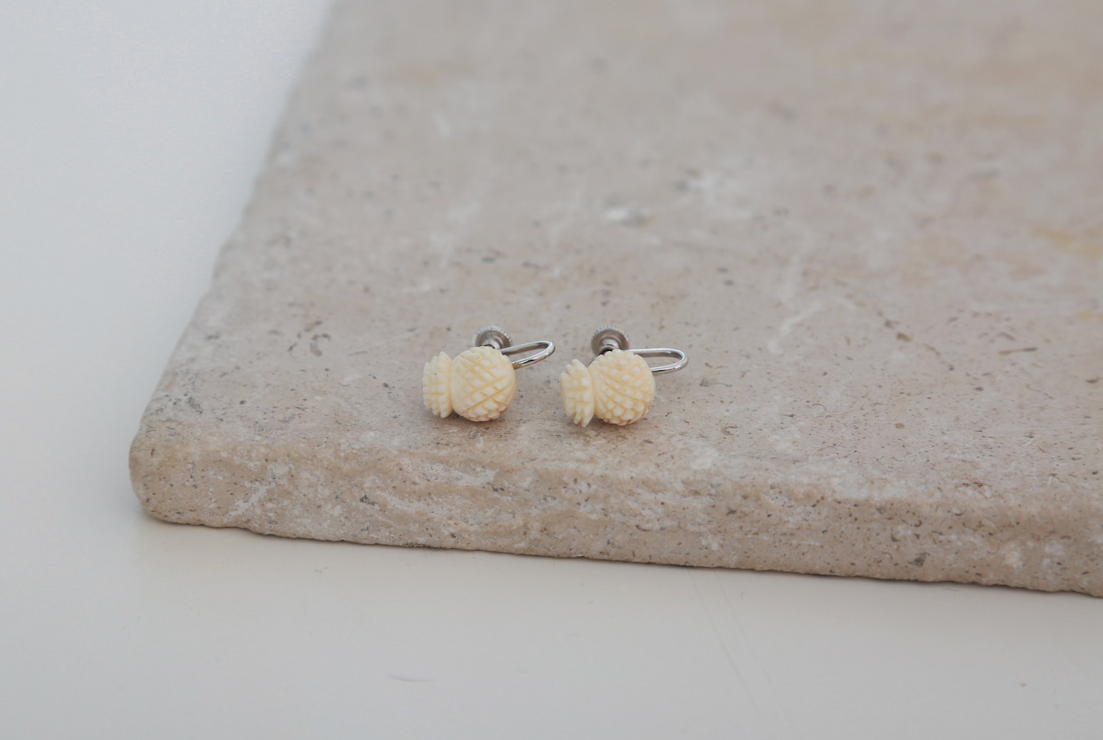 Vintage 1940s 50s Carved Bone Pineapple Sterling Silver Screw - Etsy