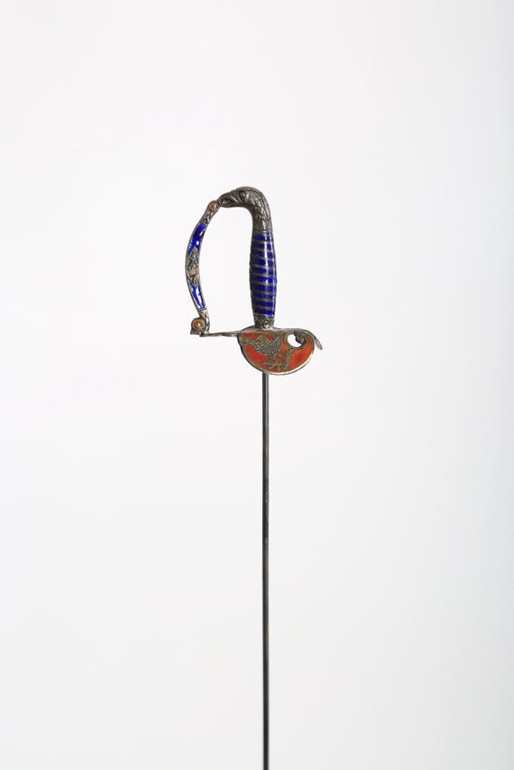 antique enamel hat pin - Gem