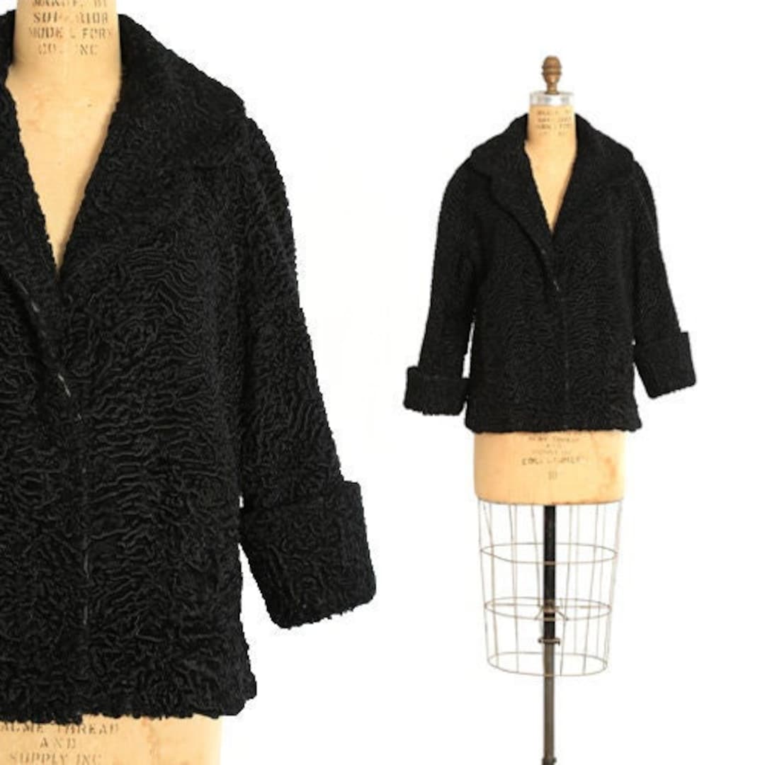 40s Persian Lamb Fur Coat | Vintage 1940s Black Persian Curly Lamb Coat ...