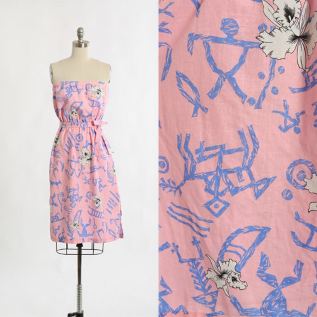 80s Hilo Hatties Tropical Hawaiian Tube Top Dress - Etsy