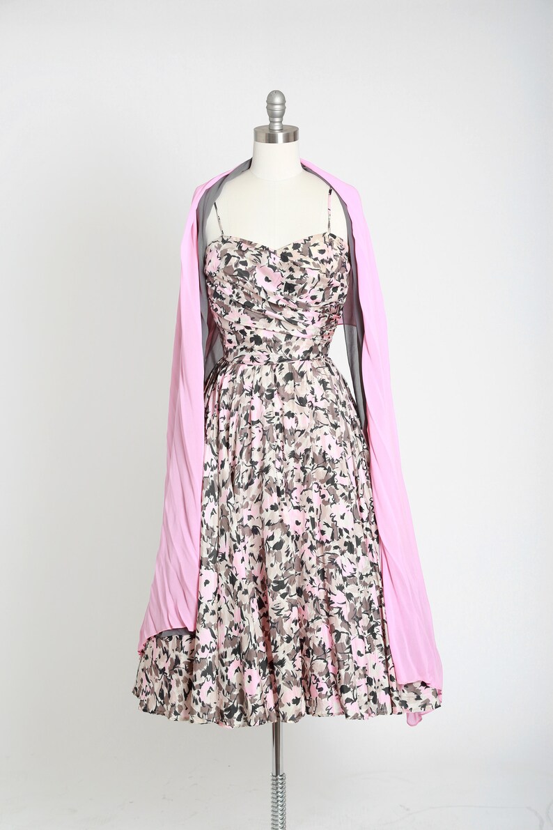 Emma Domb Silk Dress Vintage 50s Emma Domb Floral Silk | Etsy
