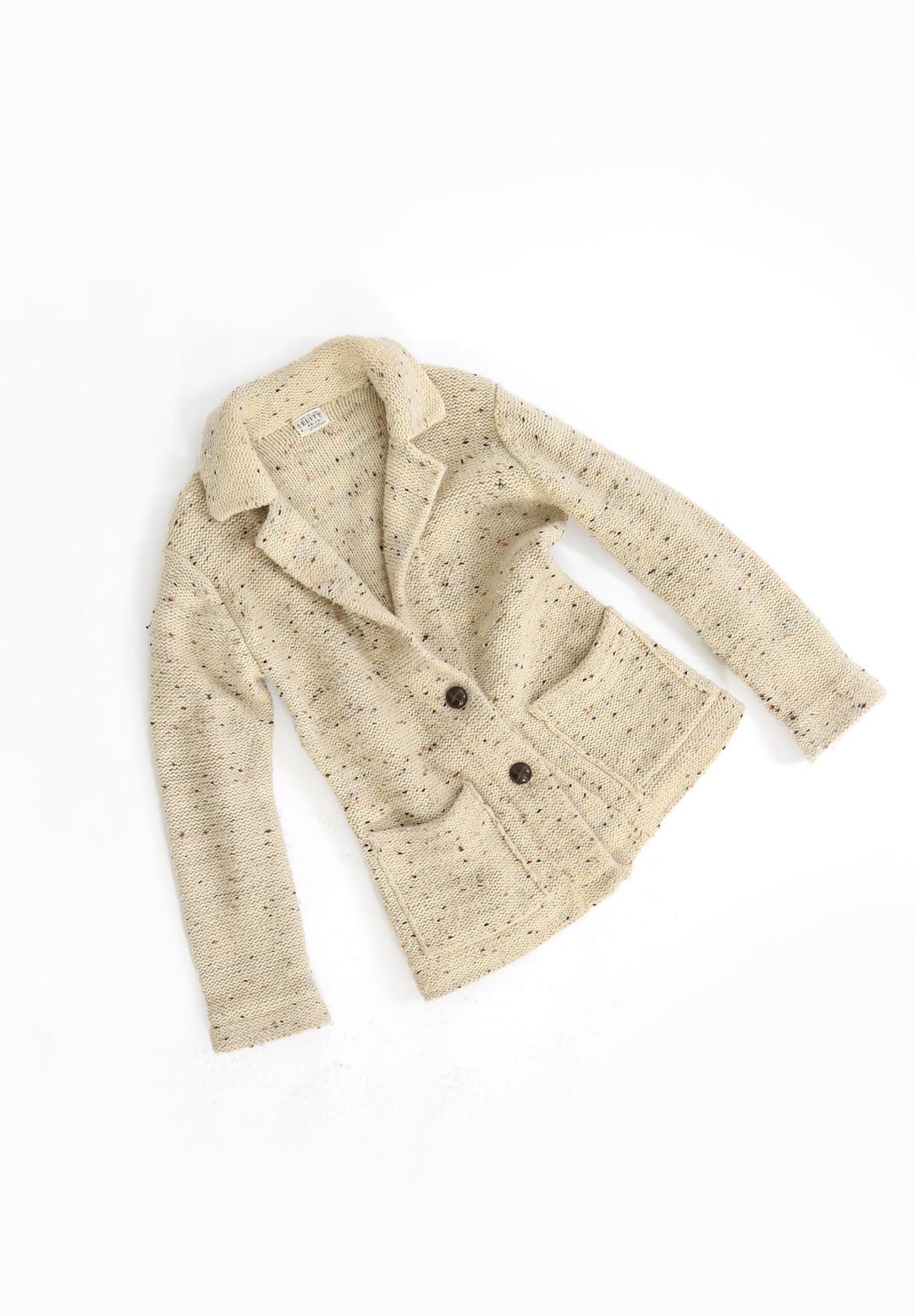 60s Oatmeal Knit Cardigan | Vintage 1960s Wool Blend Knit Sweater ...
