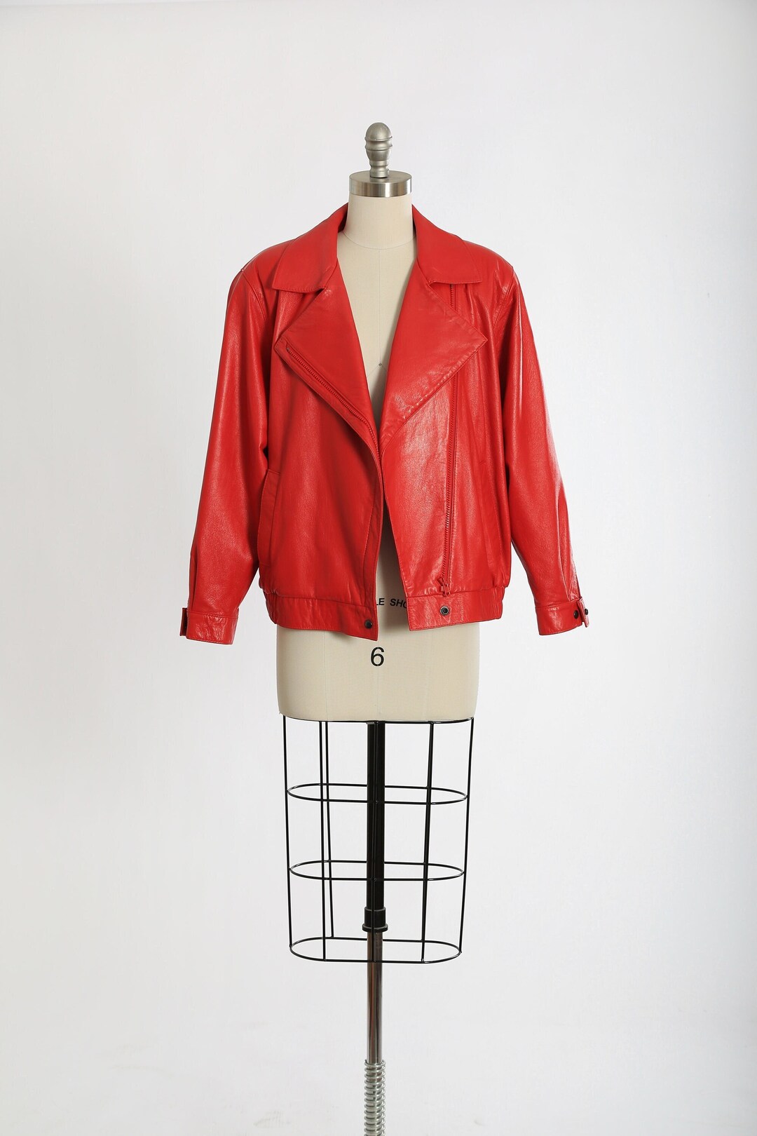 Vintage 80s Red Leather Motorcycle Jacket - Etsy