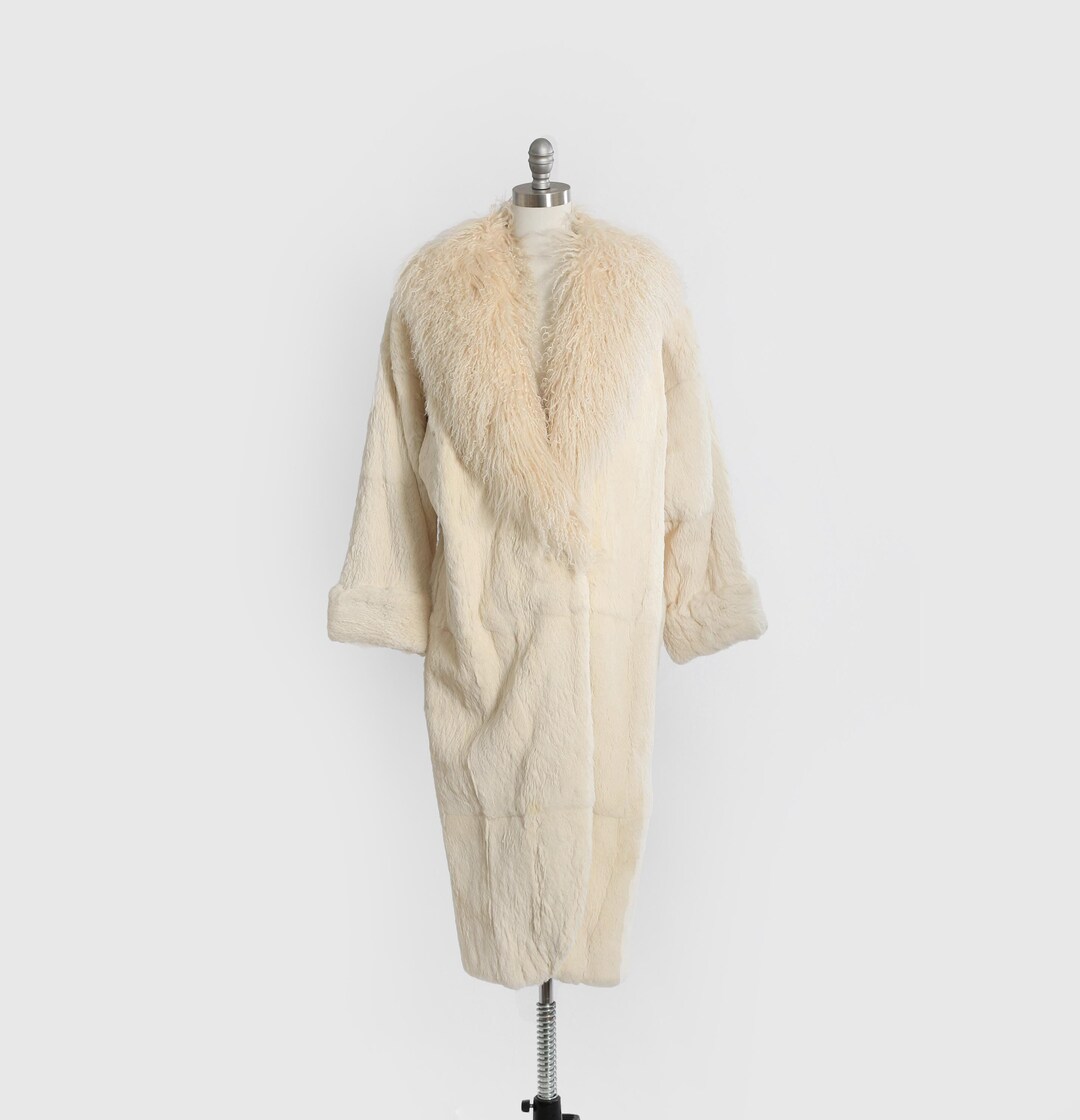 Vintage Curly Mongolian Lamb Rabbit Fur Coat 90s Carole Little ...