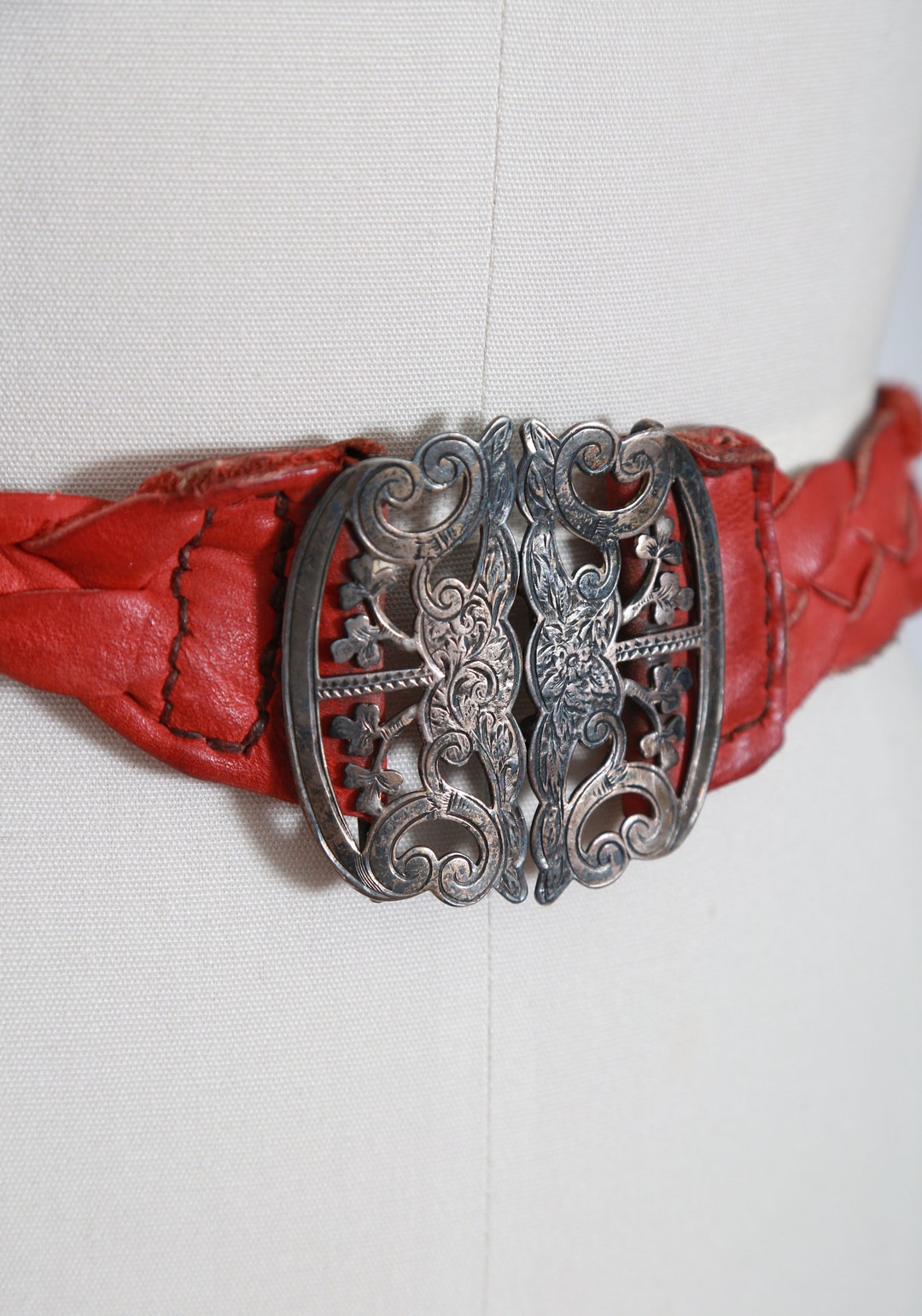 Antique Victorian English Sterling Silver Clover Belt Buckle Belt ...