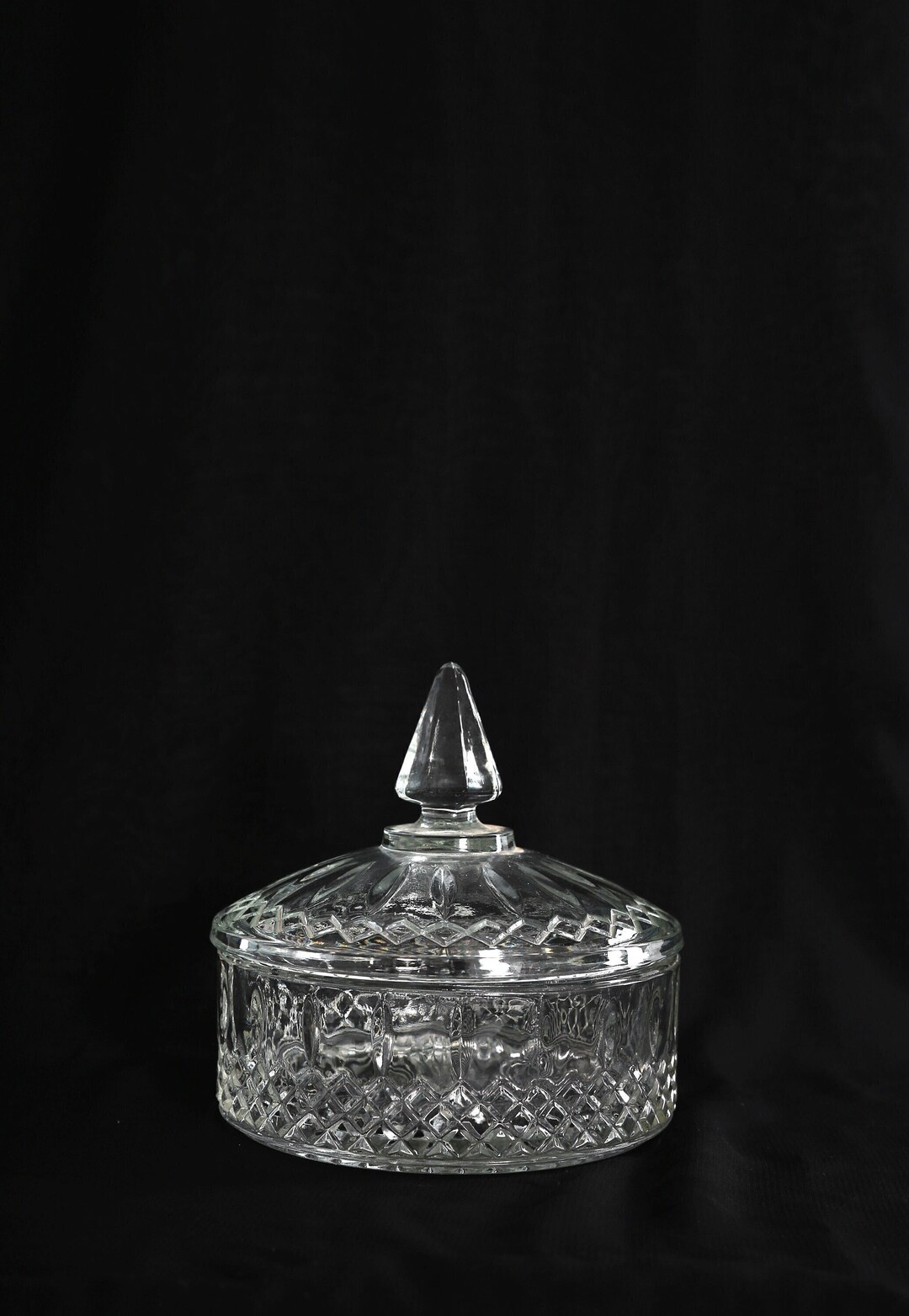 Vintage Indiana Glass Princess Diamond Point Lidded Candy Dish - Etsy