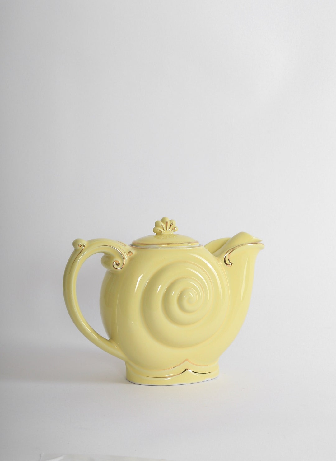 Vintage HALL Snail Navtilus Yellow Ceramic Teapot - Etsy