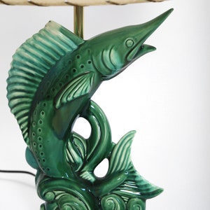 Vintage 1950s Mid Century Modern Ceramic Marlin Fish Lamp Fiberglass ...
