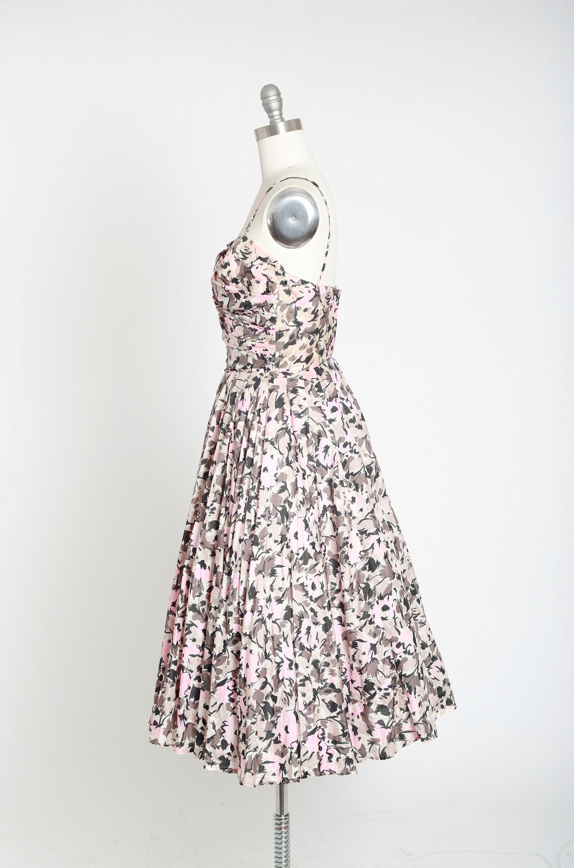 Emma Domb Silk Dress Vintage 50s Emma Domb Floral Silk - Etsy