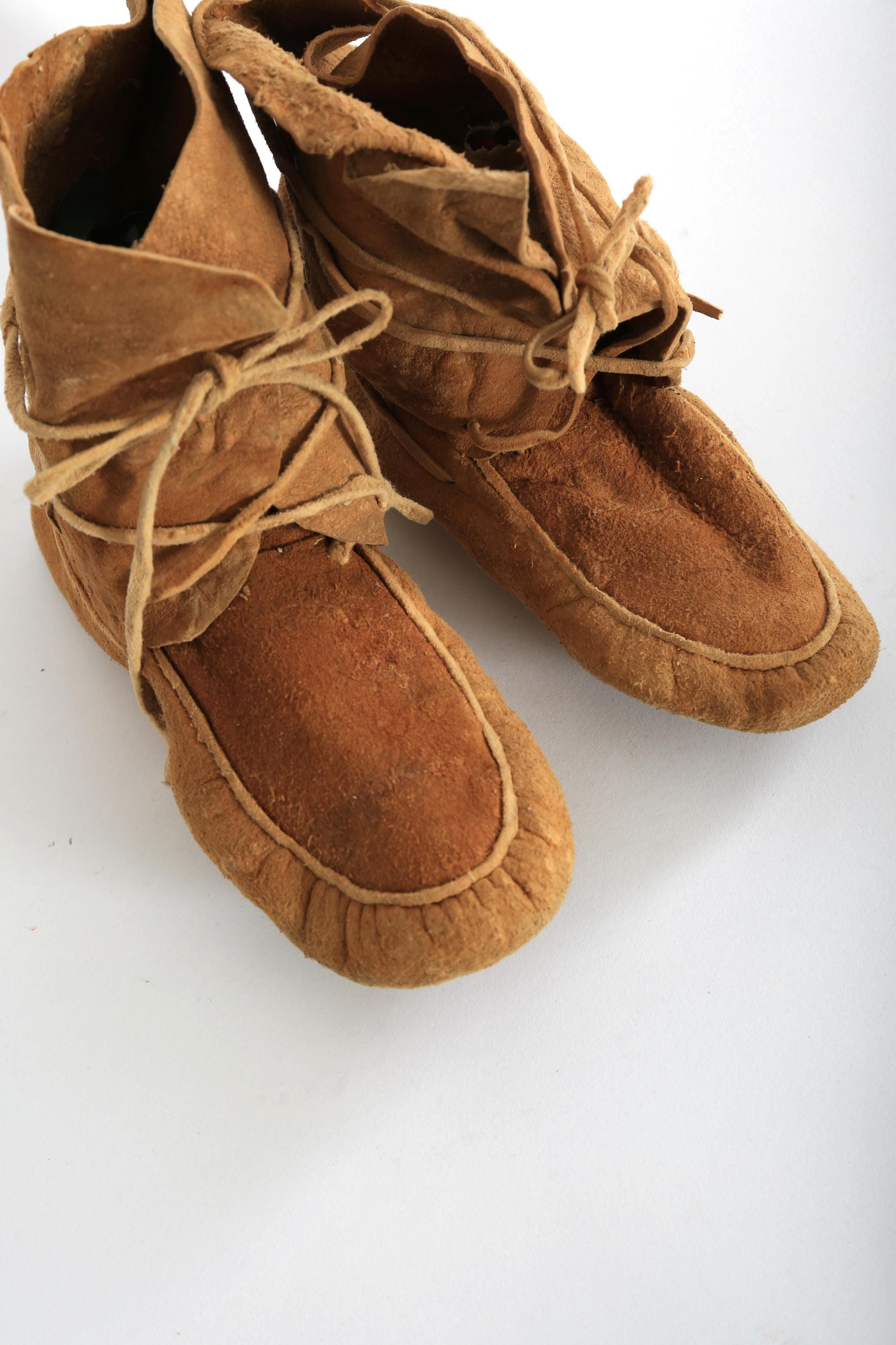 Antique Vintage 1920s Native American Brown Leather Wrap Moccasins - Etsy
