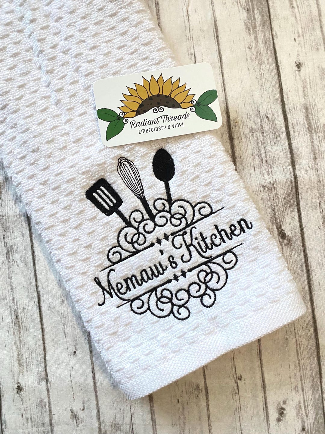 Personalized Utensil Kitchen Towel for Mom Grandma Aunt Mimi Memaw Gigi ...