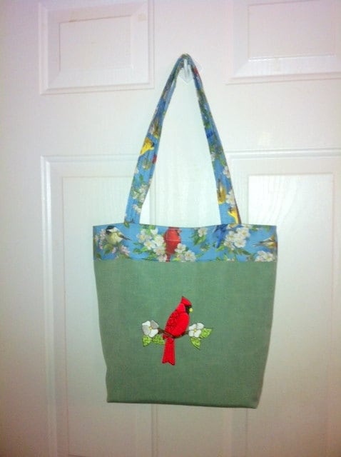 Embroidered Totebag W/cardinal Design - Etsy