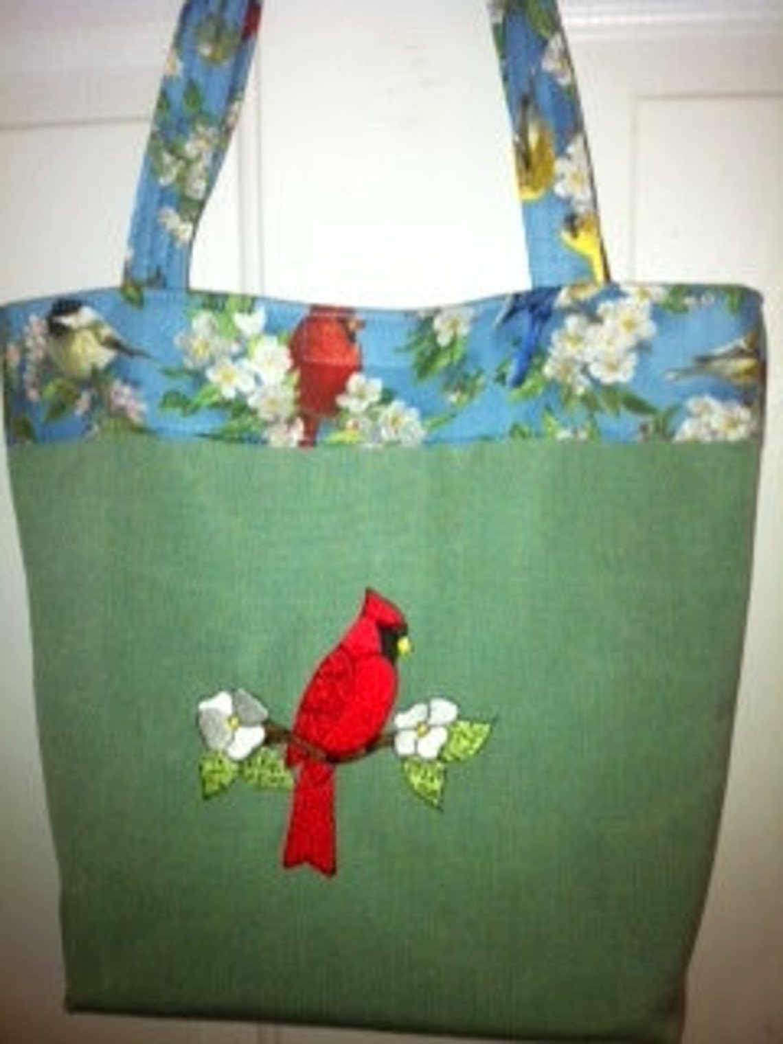 Embroidered Totebag W/cardinal Design - Etsy