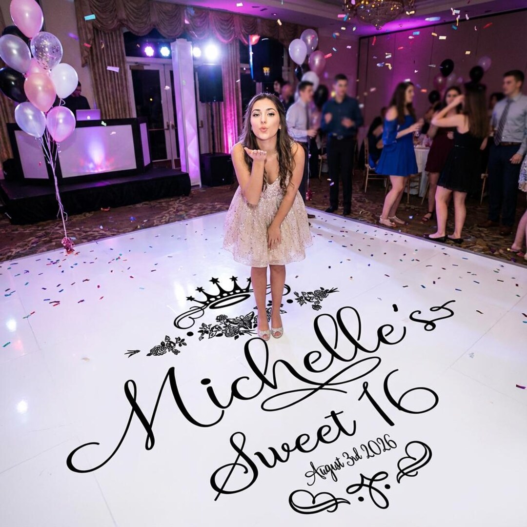Custom Sweet 16 Dance Floor Decal | Birthday Sign Decal | Princess ...