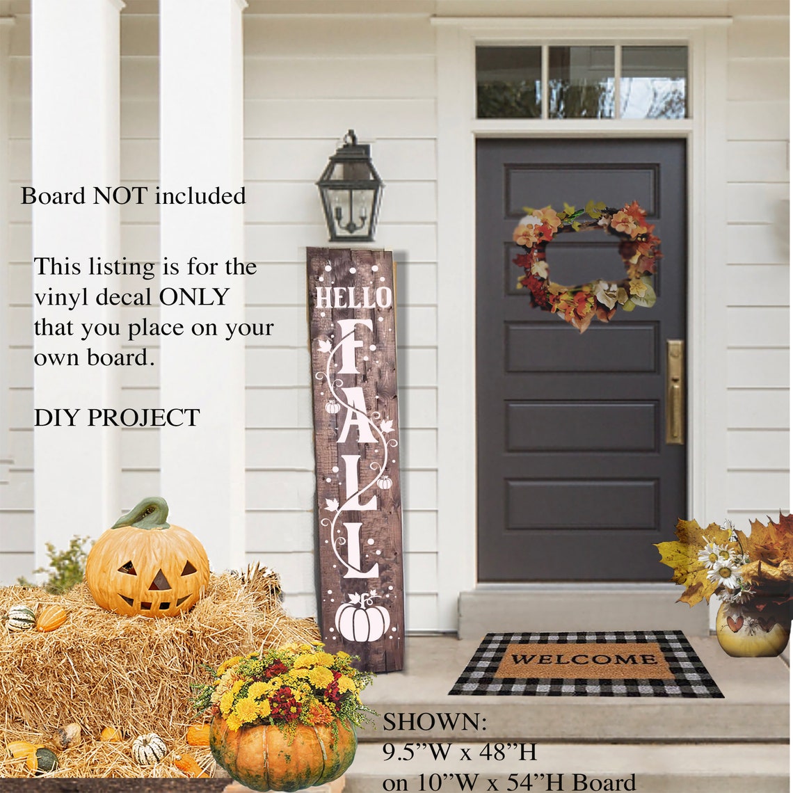 Hello Fall Decal Fall Sign Decal Fall Porch Decal Family Wall | Etsy