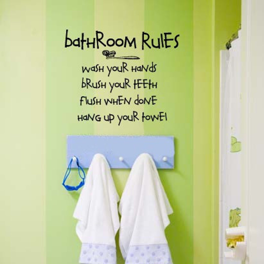 BATHROOM RULES Kids Bathroom Vinyl Wall Lettering Decal - Etsy