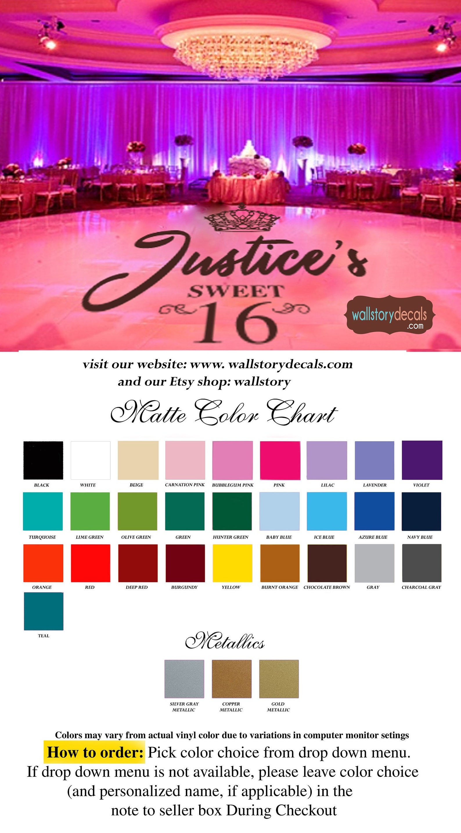 Sweet 16 Dance Floor Decal Personalized Custom Name With - Etsy