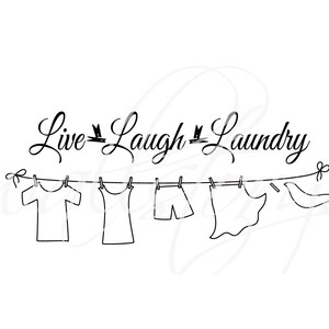 LIVE LAUGH LAUNDRY Clothes Line Vinyl Wall Lettering Quotes Words Decal ...