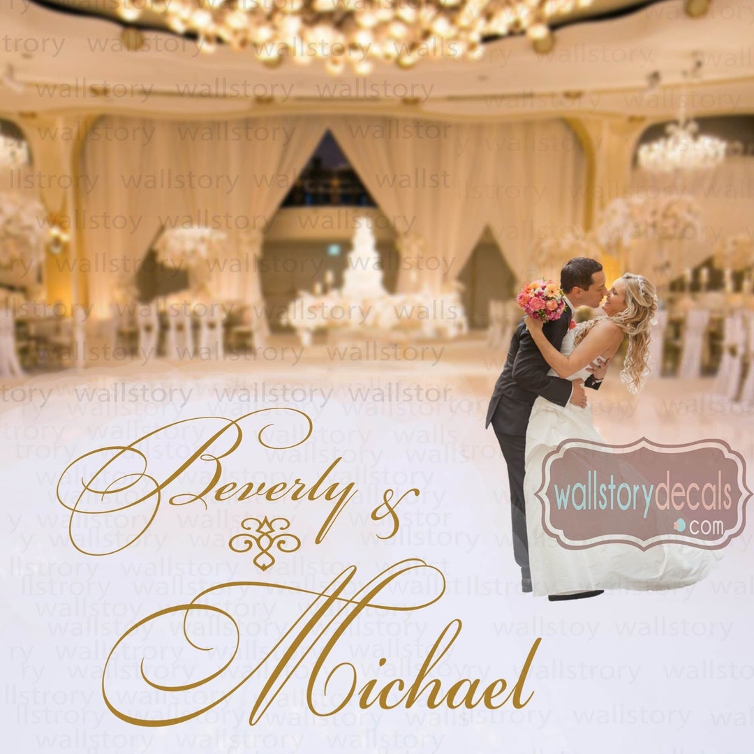 Wedding Dance Floor Decal - Custom Personalized Couples Names - Elegant ...