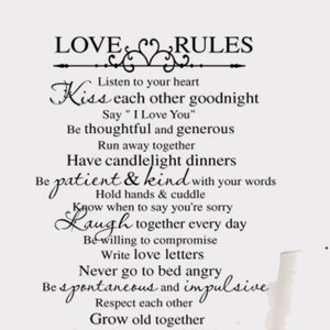 LOVE RULES Vinyl Wall Lettering Bedroom Decal LARGE - Etsy